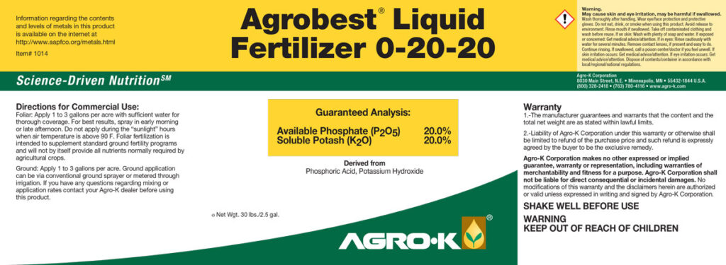 Agrobest Liquid Fertilizer 0-20-20 - Agro-K